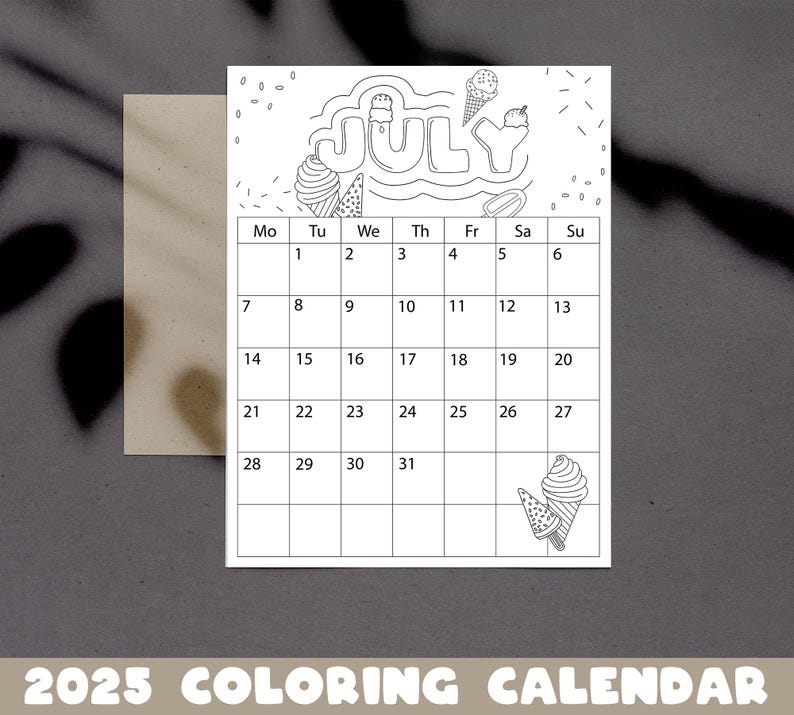 Calendario para colorear 2025, calendario para colorear 2025 para niños para imprimir ...