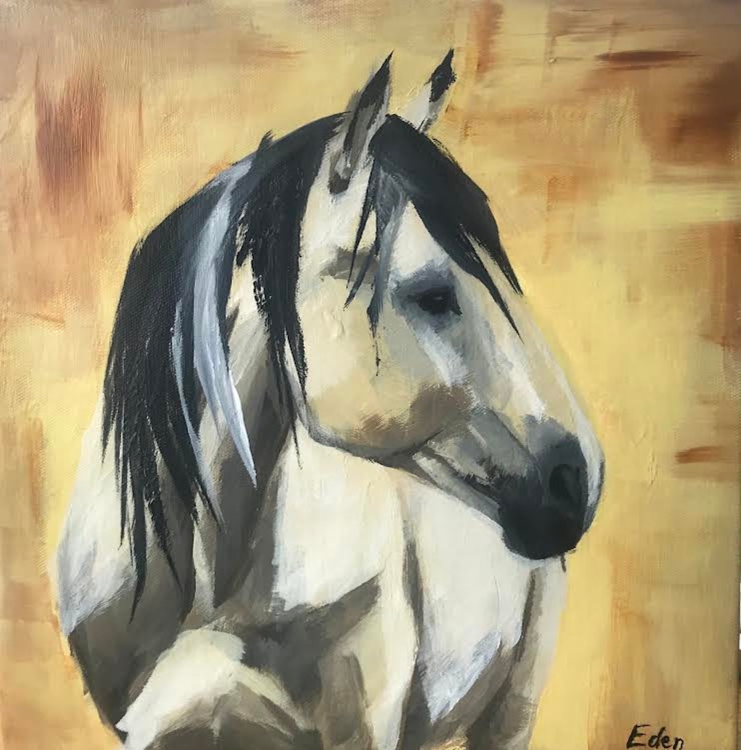 Buckskin Mustang Portrait 10" X 10" - Etsy