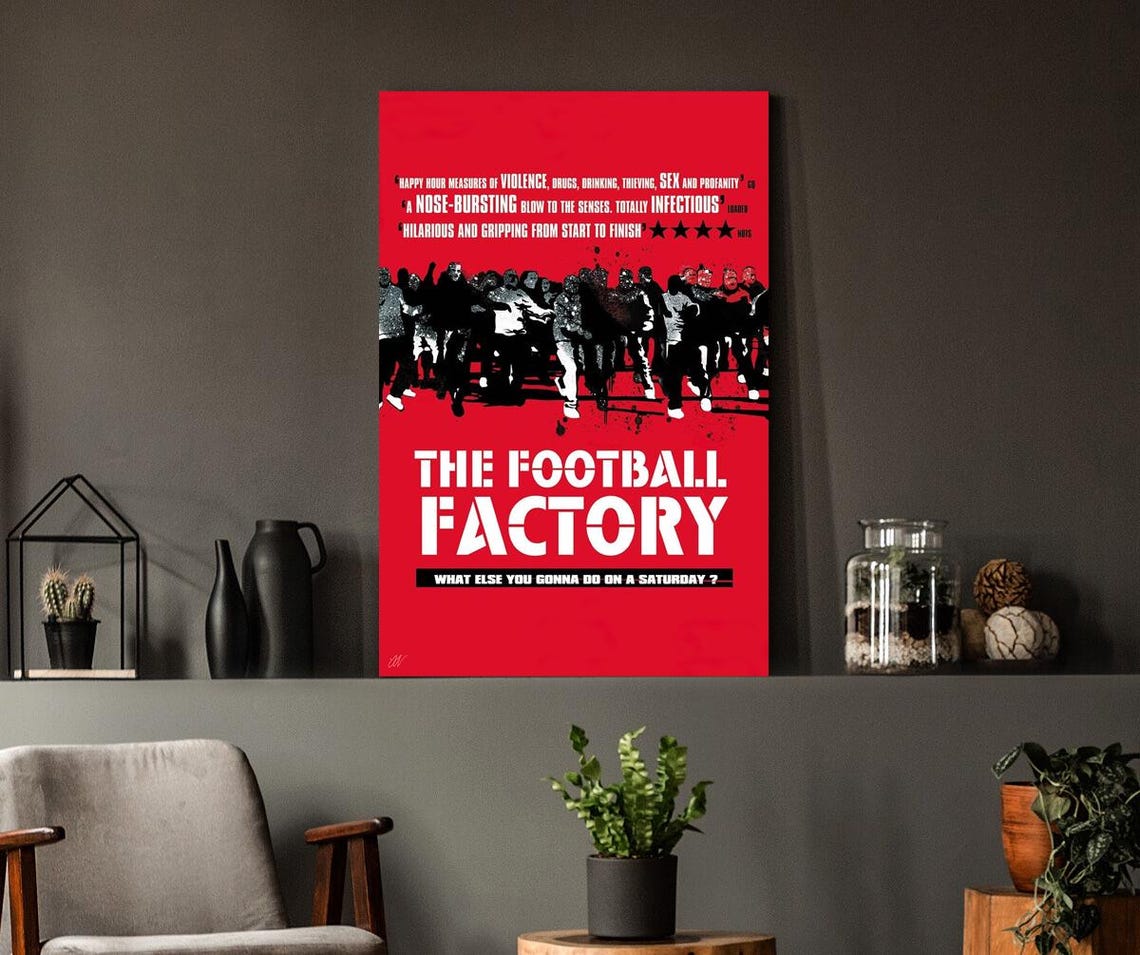Original Football Factory Movie Poster Box Canvas 30" X 20" X 1.5 ...