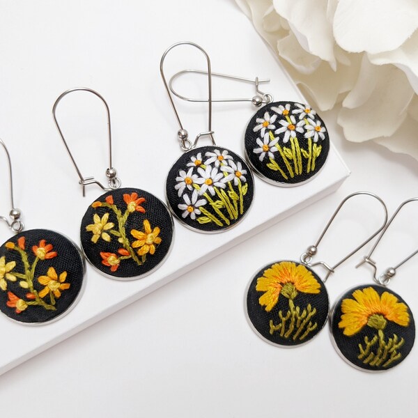 Embroidered Earrings - Etsy