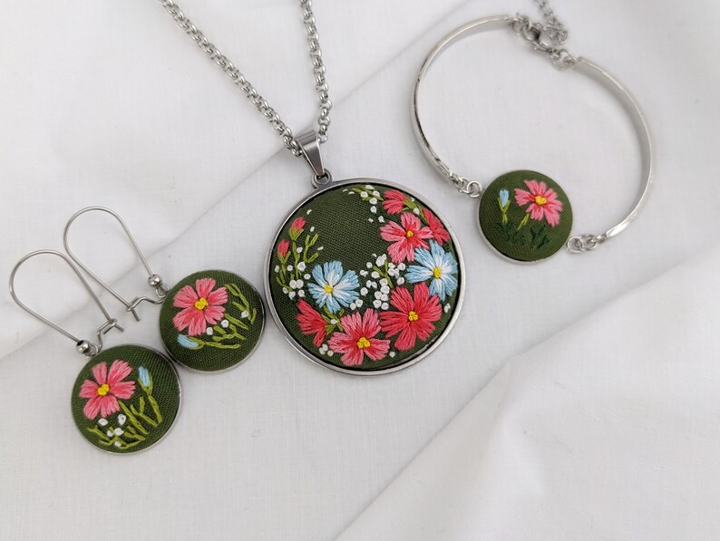 Hand-embroidered Pink Cosmos Embroidery Handmade Floral - Etsy