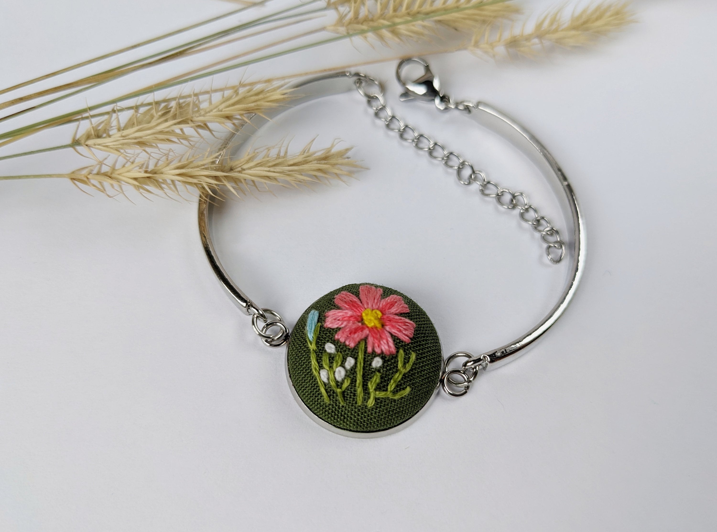 Hand-embroidered Pink Cosmos Embroidery Handmade Floral - Etsy