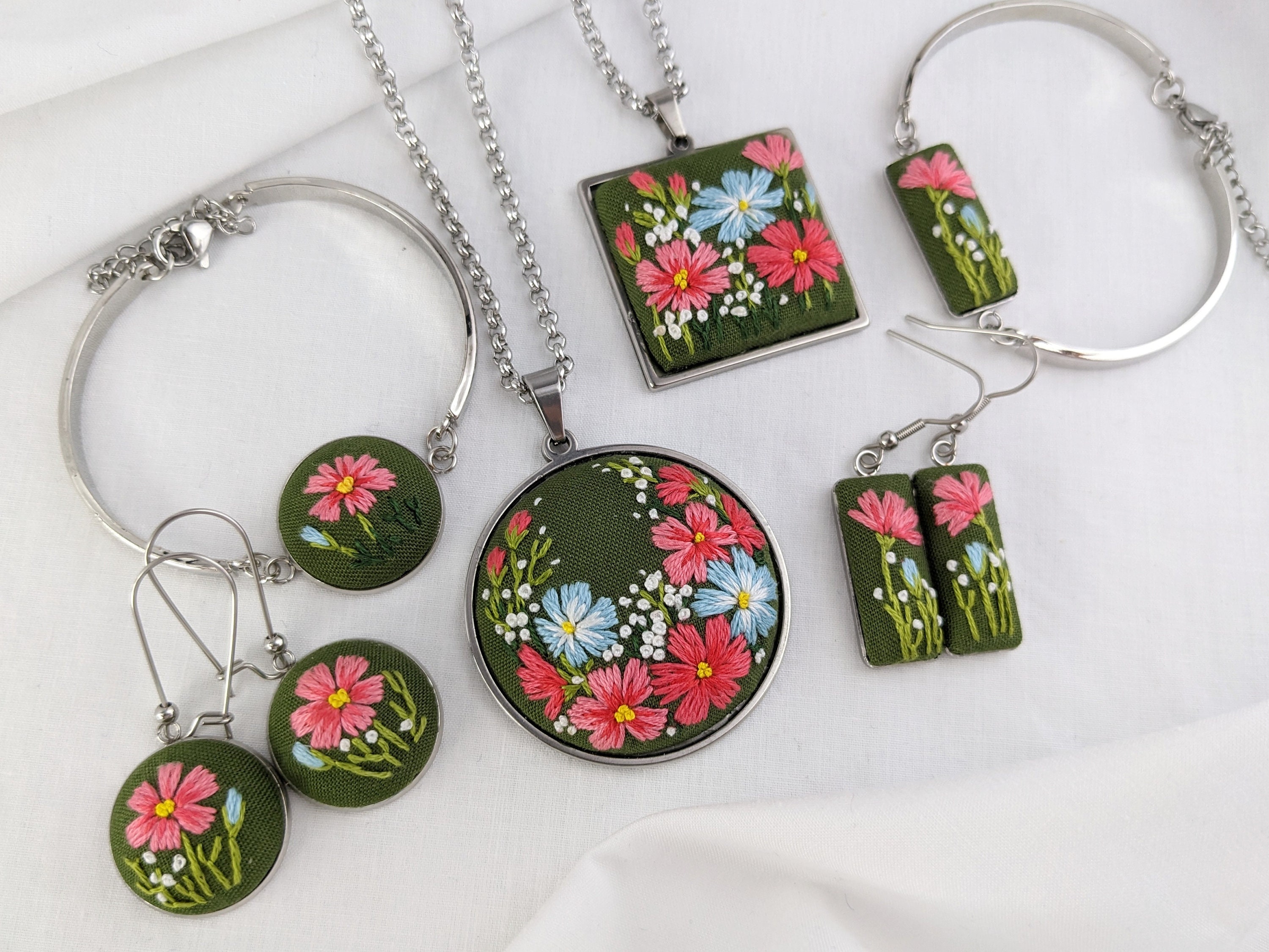 Hand-embroidered Pink Cosmos Embroidery Handmade Floral - Etsy