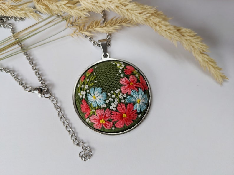 Hand-embroidered Pink Cosmos Embroidery Handmade Floral - Etsy