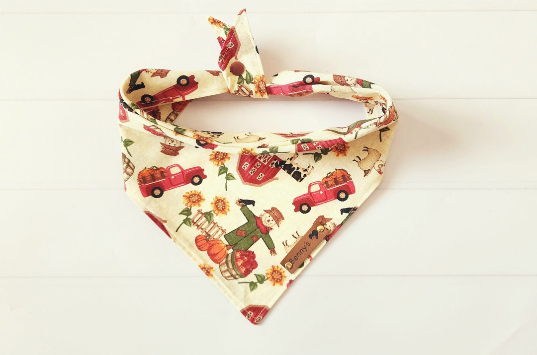 Dog Bandana Fall Dog Bandana Red Truck Dog Bandana Tie & Snap Bandana ...