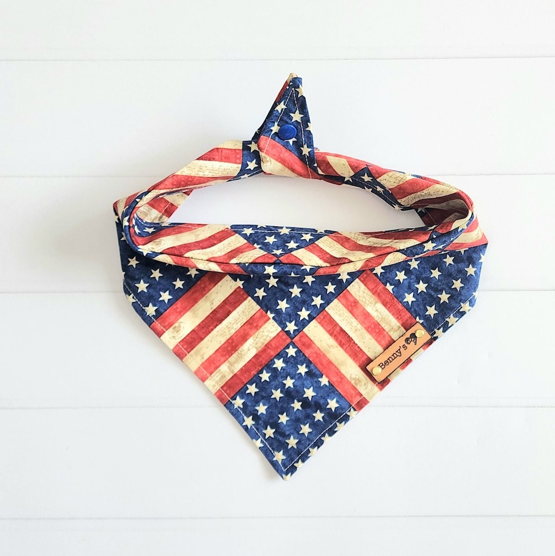 4th of July Dog Bandana: Patriotic Stars and Stripes, Tie and Snap - Etsy