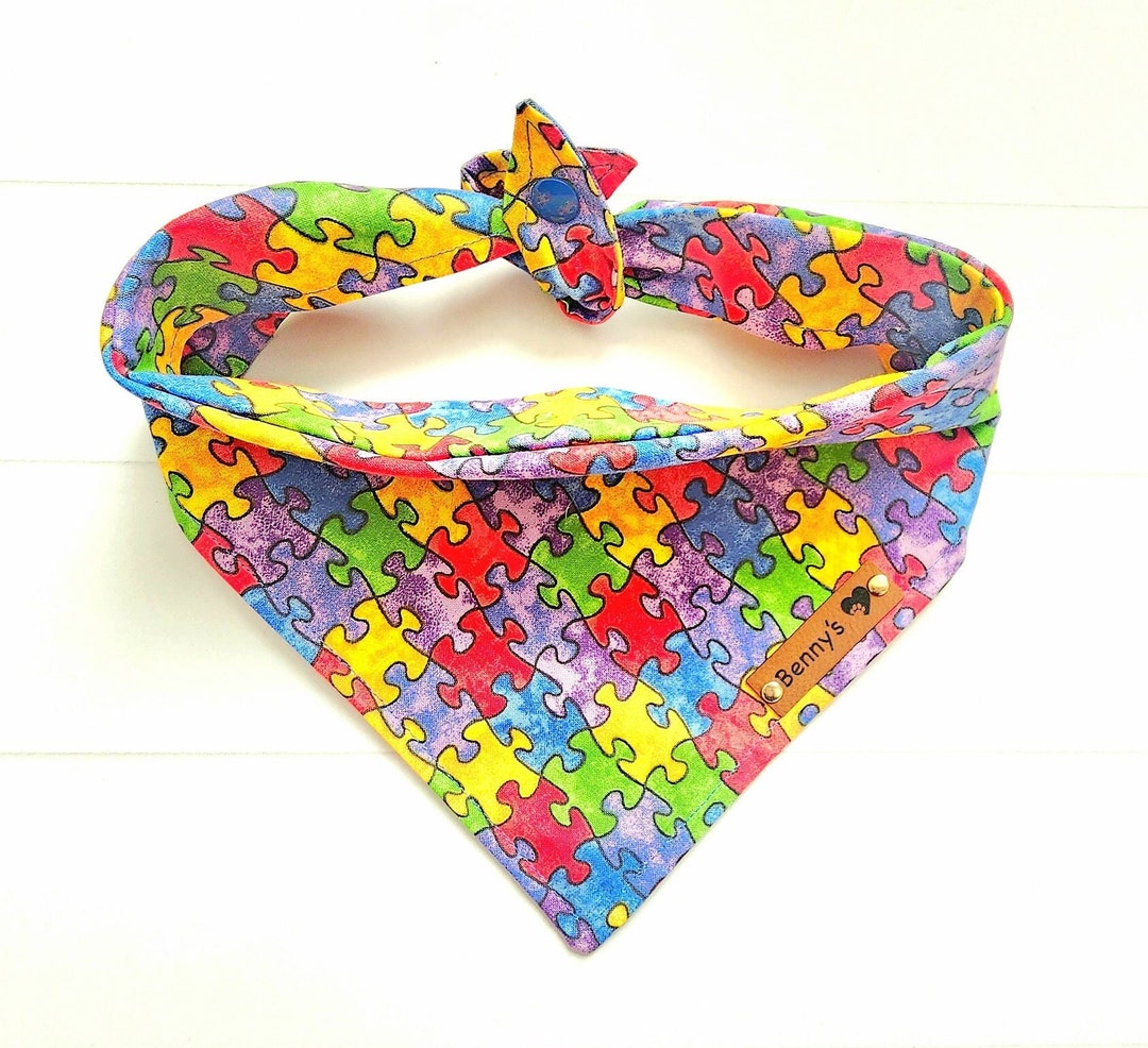 Autism Awareness Dog Bandana, ASD Dog Bandana, Tie & Snap Dog Bandana ...