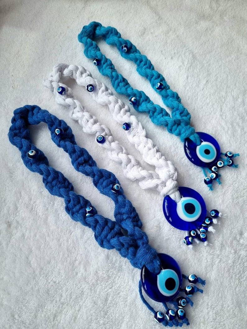 Handmade Evil Eyes nazar Macrame Door Tassel Hanger in 3 Colours Dark ...