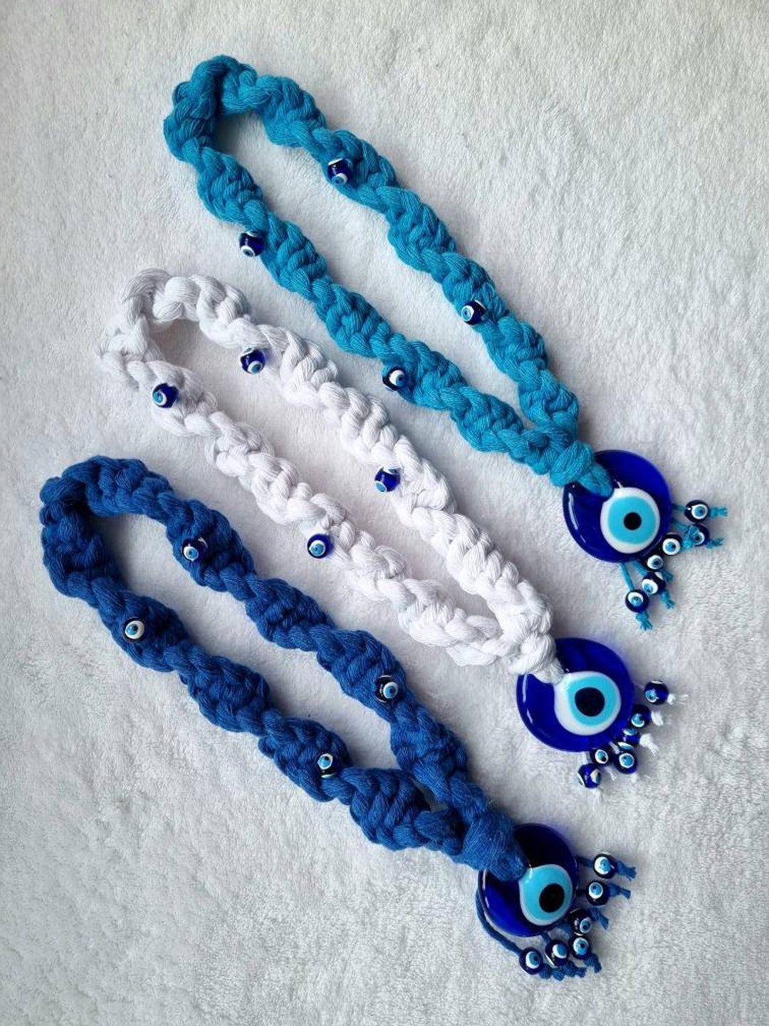 Handmade Evil Eyes nazar Macrame Door Tassel Hanger in 3 Colours Dark ...