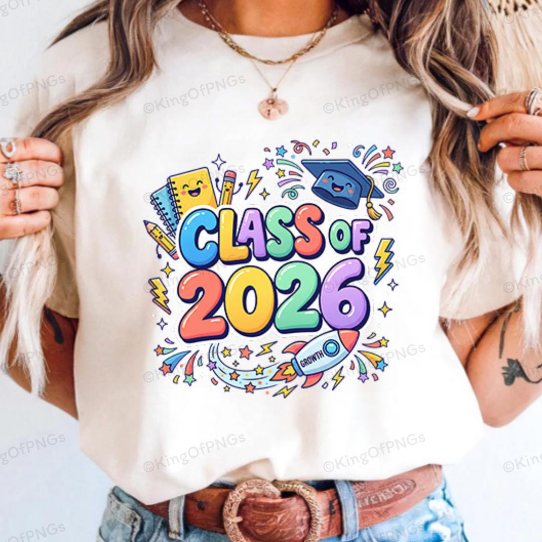 Kids Grad 2026 Cute Cartoon T-shirt Print on Demand Design - Graduation ...