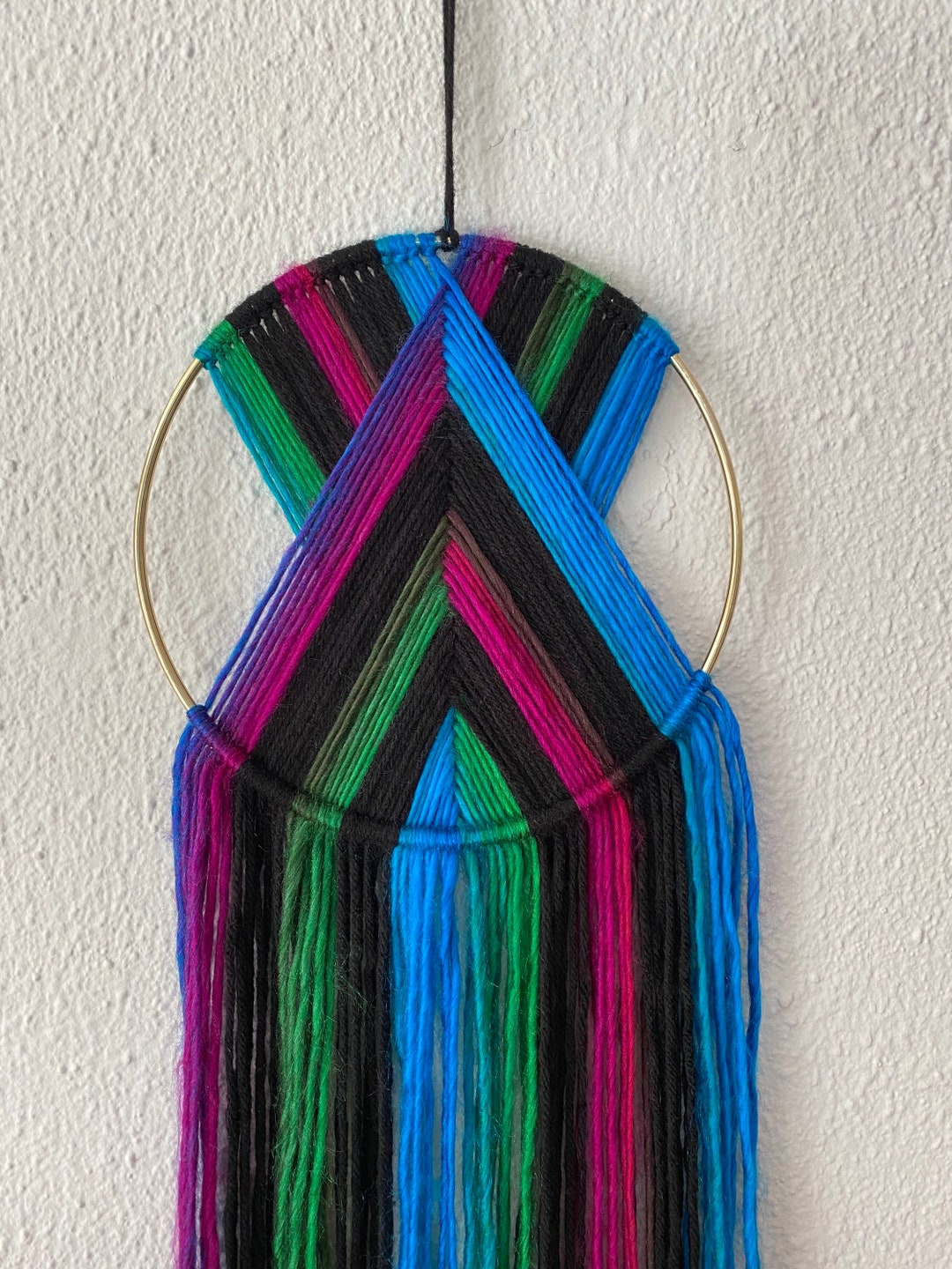 Rainbow Macrame Hoop Yarn Wall Hanging Macrame Wall Hanging - Etsy