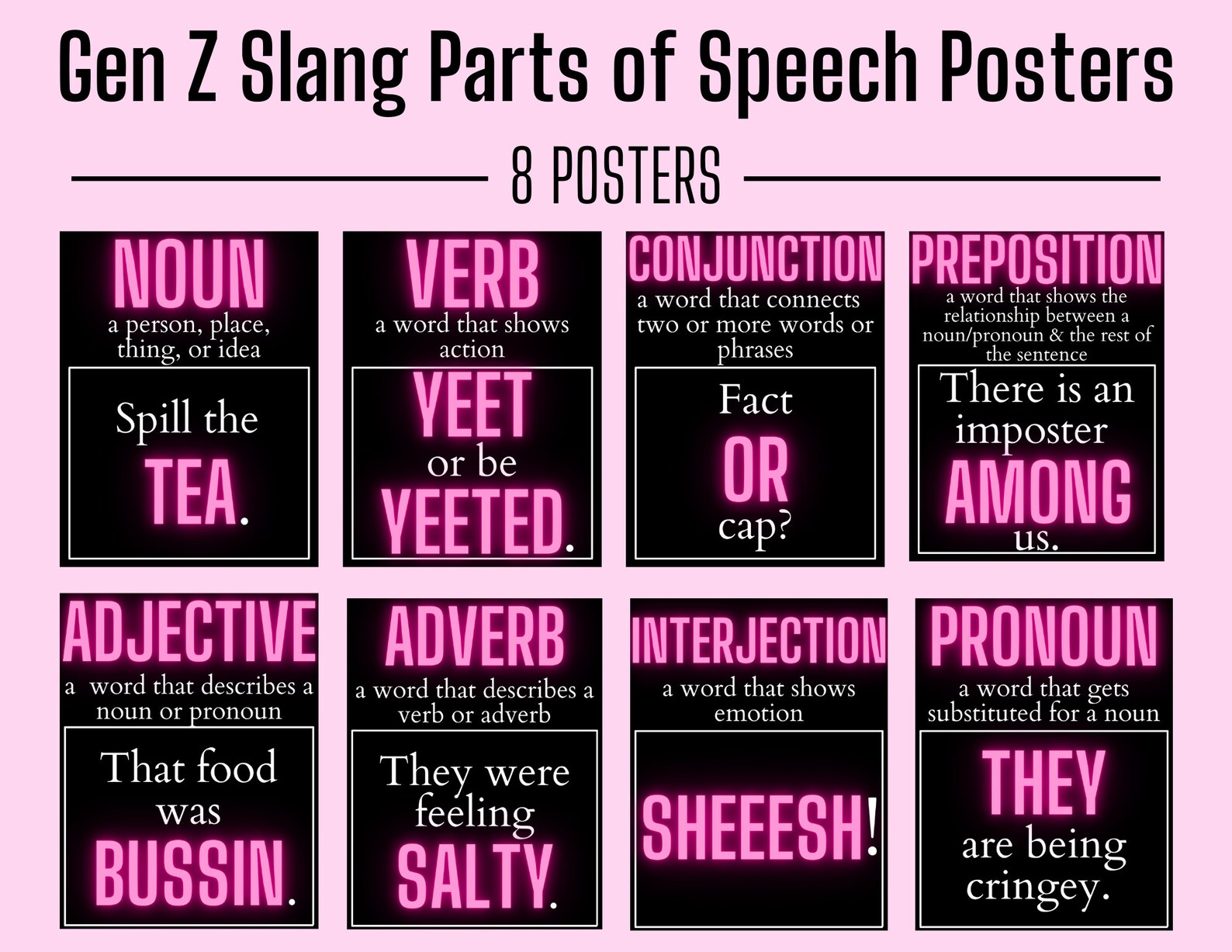 Gen Z Slang Parts of Speech Posters: Classroom Decor - Etsy