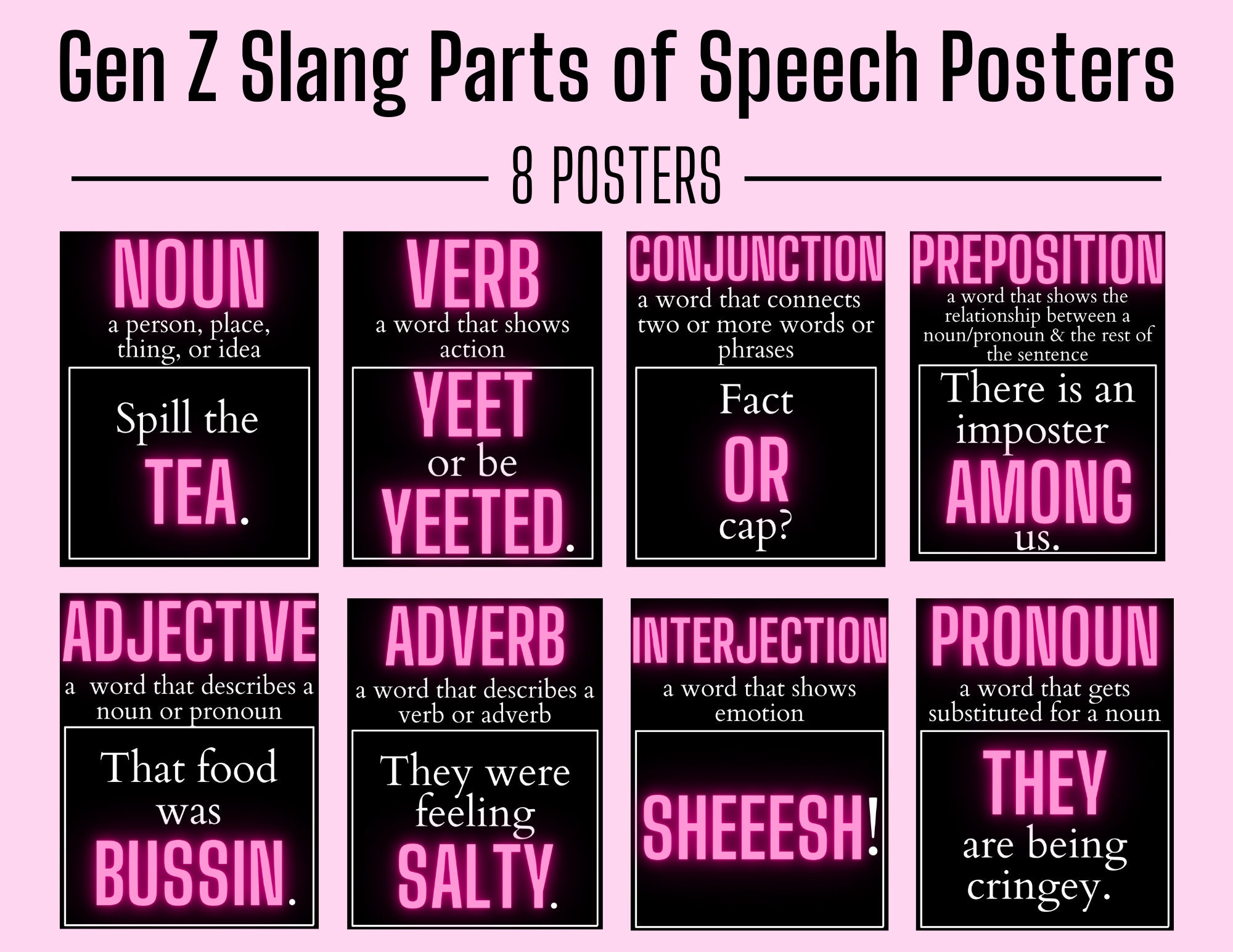 Gen Z Slang Parts of Speech Posters | Classroom Decor | Educational ...