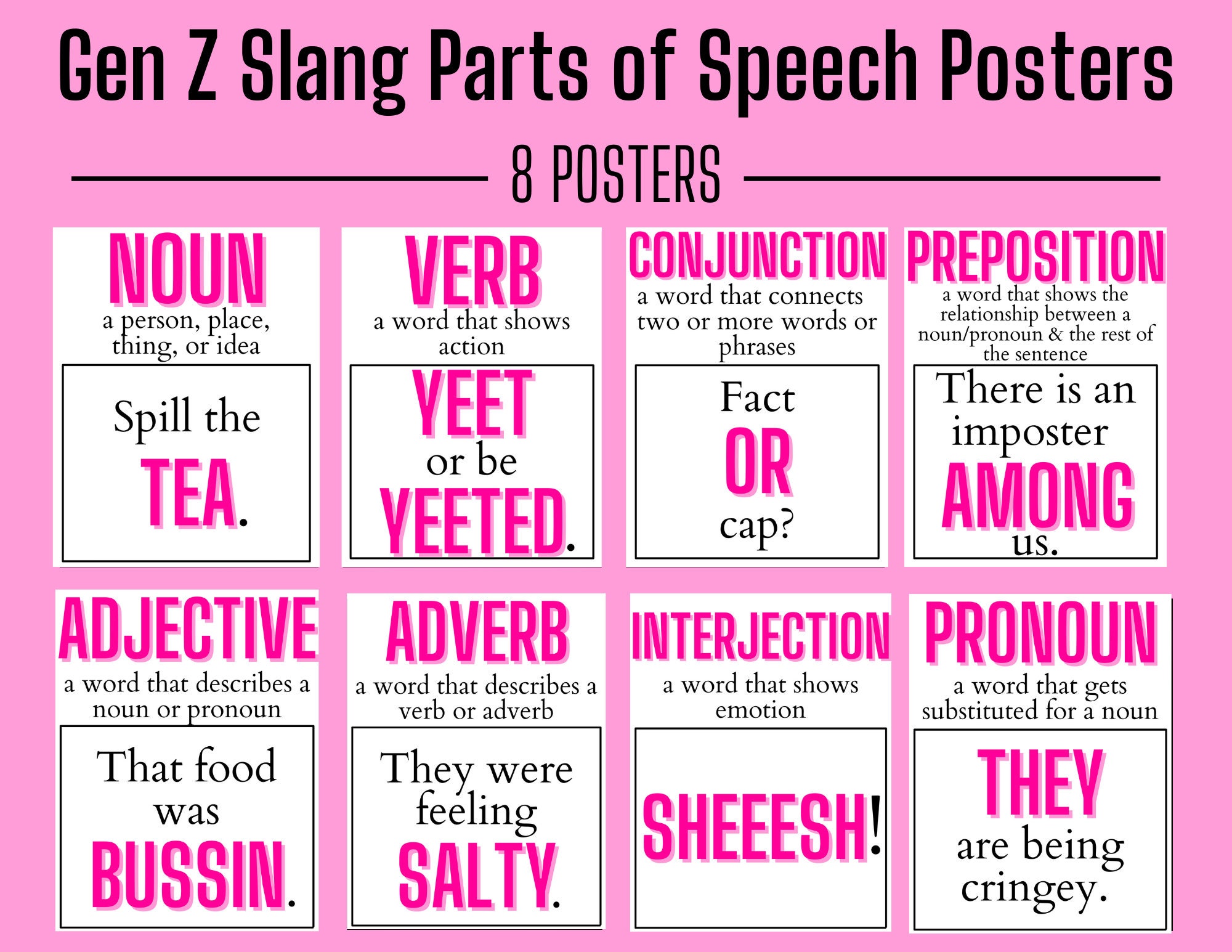 Gen Z Slang Parts of Speech Posters | Classroom Decor | Educational ...
