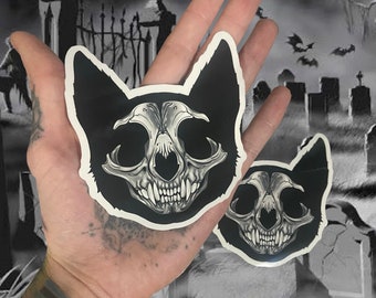 Cat Skull Sticker - Etsy