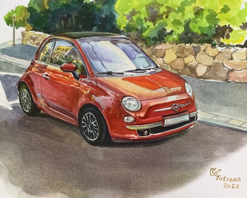 Fiat 500 - Original Print From a Watercolor Painting - Etsy