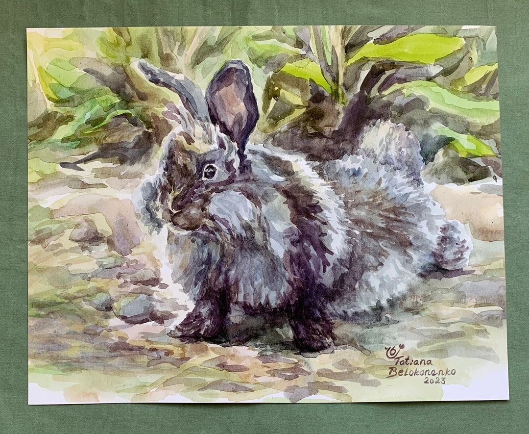 Fluffy Rabbit - Original Print From a Watercolor Painting - Etsy
