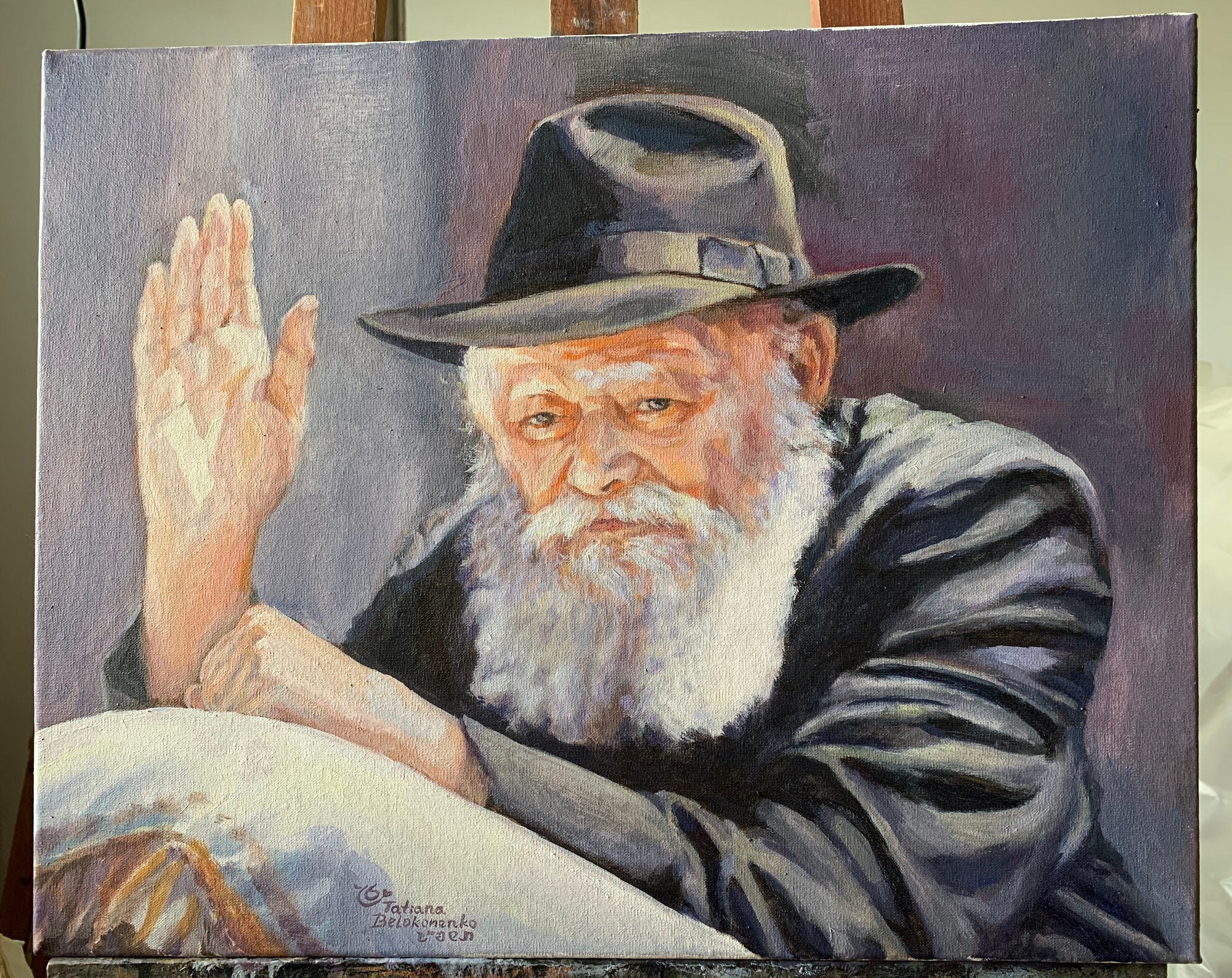 The Rabbi Menachem Mendel Schneerson, the Lubavitcher Rebbe - Oil on ...