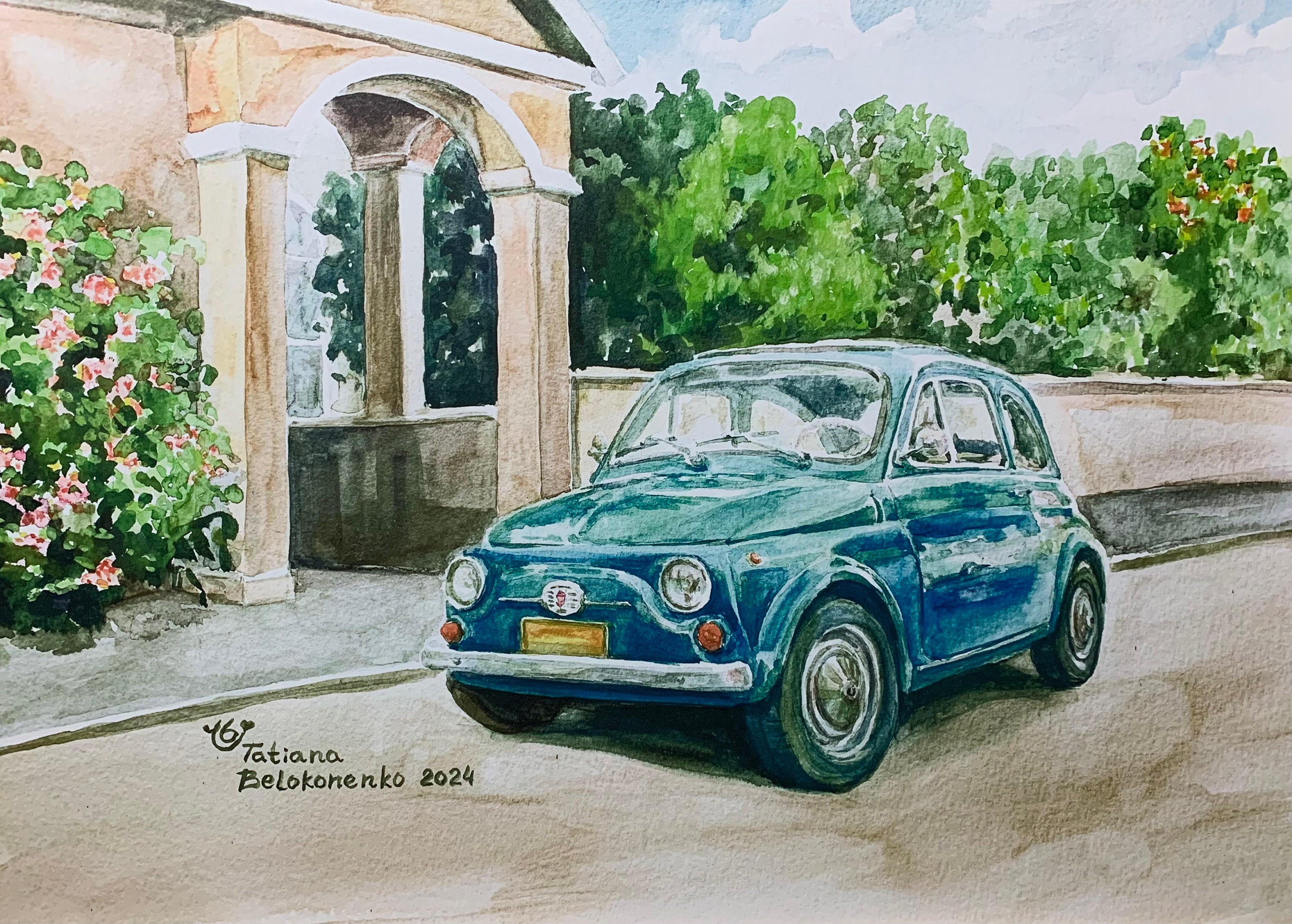 Fiat 500 (classic) - Print From a Watercolor Painting - Etsy