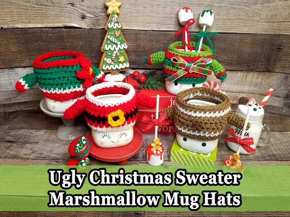 Ugly Christmas Sweater Marshmallow Mug Hats Christmas - Etsy