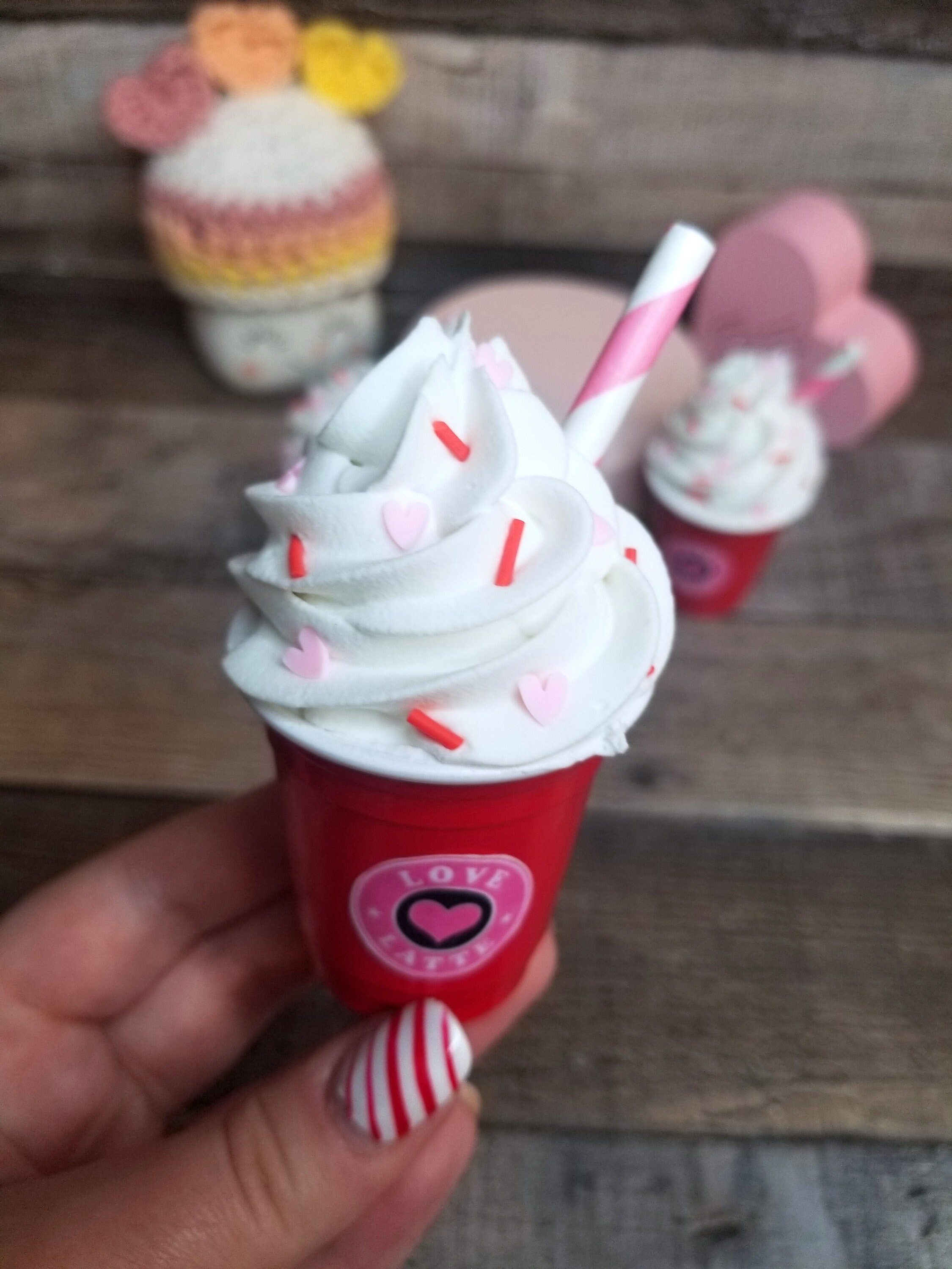 Love Latte Faux Whip Cups Faux Whipped Drink Valentine's - Etsy