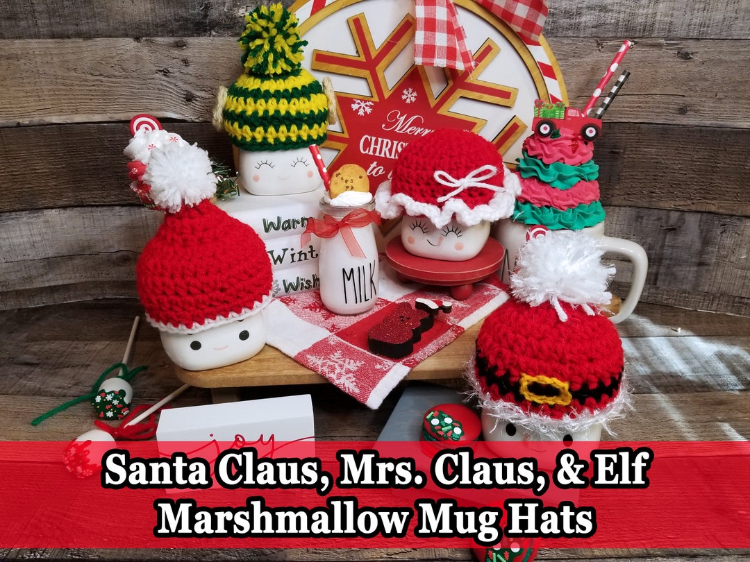 Santa Marshmallow Mug Hats, Mrs. Claus Marshmallow Mug Hat, Christmas ...