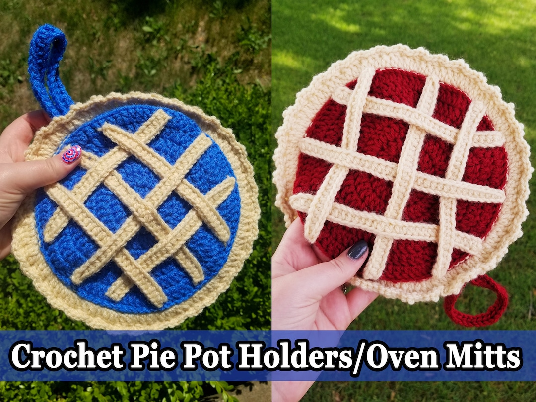 Pie Pot Holder, Crochet Handmade Pot Holders, Pie Oven Mitts, Gift for ...