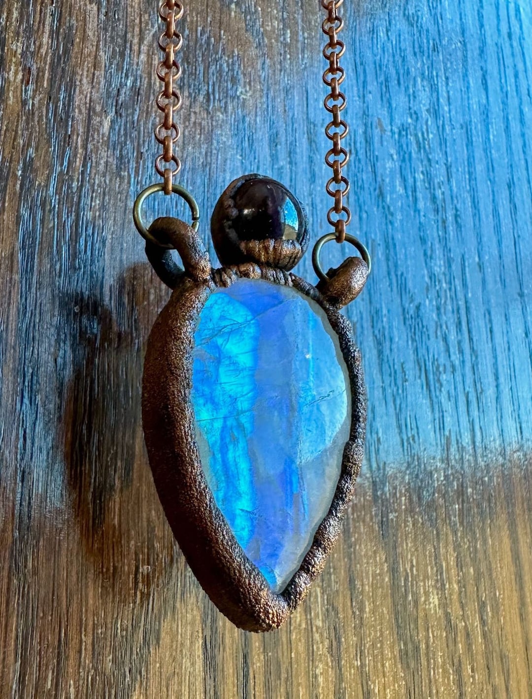 Rainbow Moonstone With Asterism Star Garnet Electroformed - Etsy