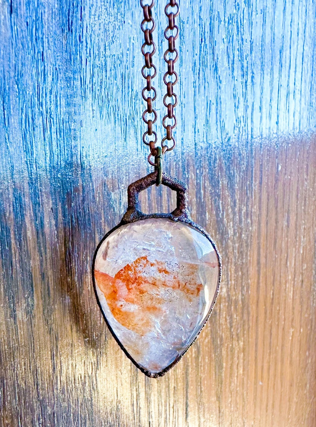 Hematoid Quartz Electroformed Copper Necklace Pendant - Etsy