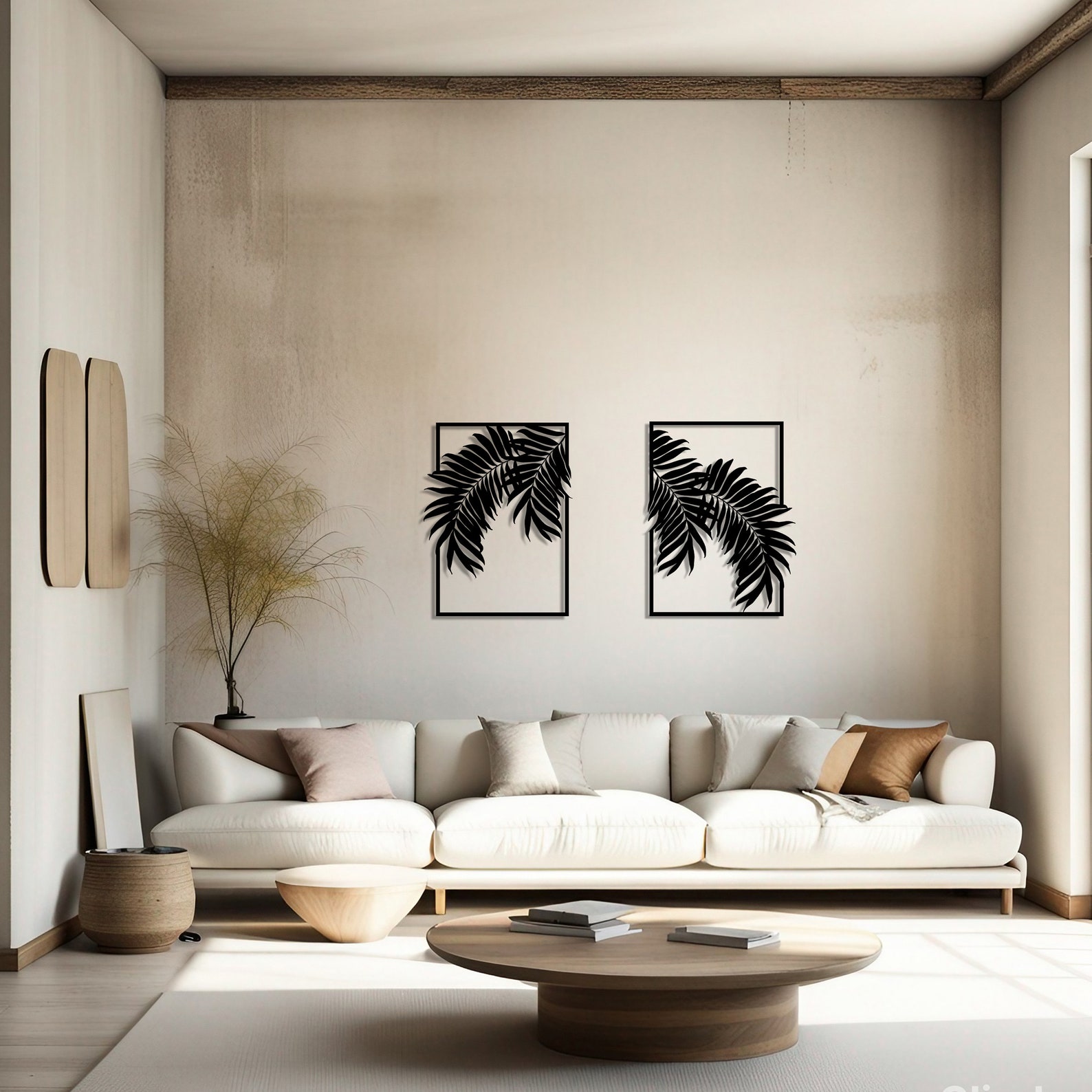 Palm Leaf Metal Wall Art, Botanical Nature Wall Decor, Modern Wall Art ...