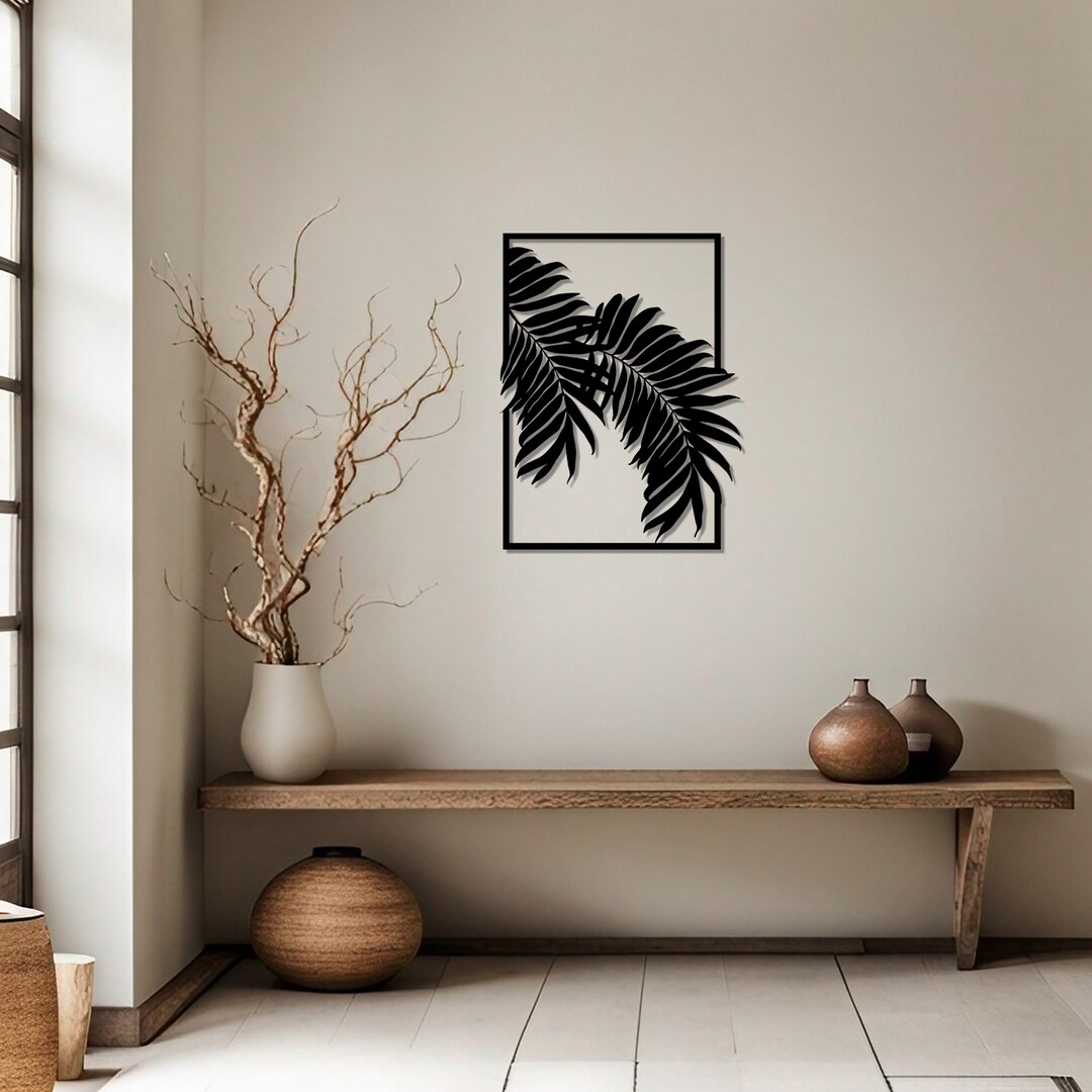 Palm Leaf Metal Wall Art, Botanical Nature Wall Decor, Modern Wall Art, Tropical Leaves Wall ...