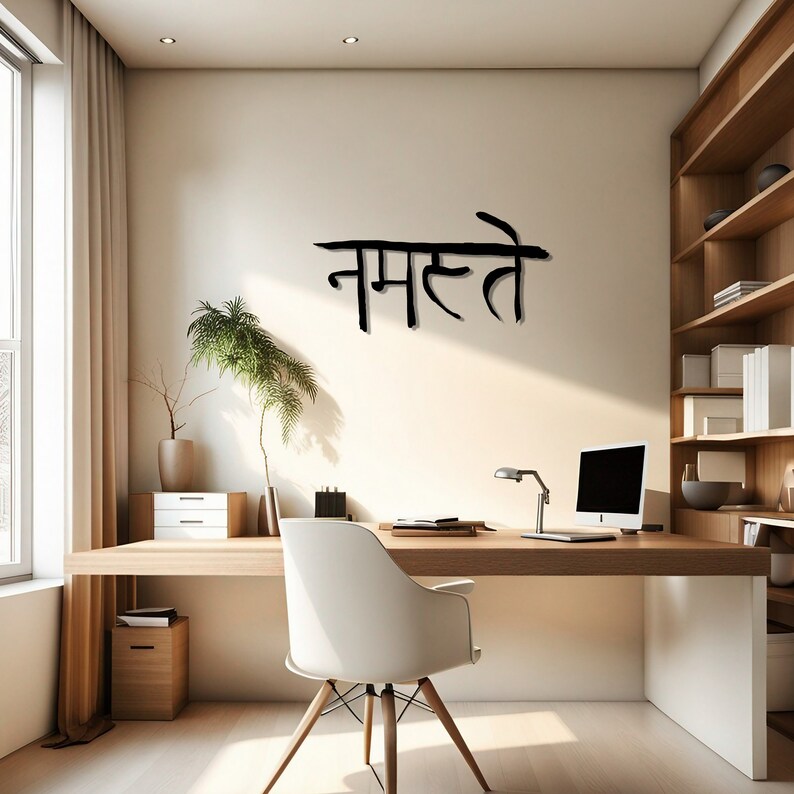 Sanskrit Namaste Metal Wall Sign, Namaste Metal Wall Art, Buddhist Wall ...