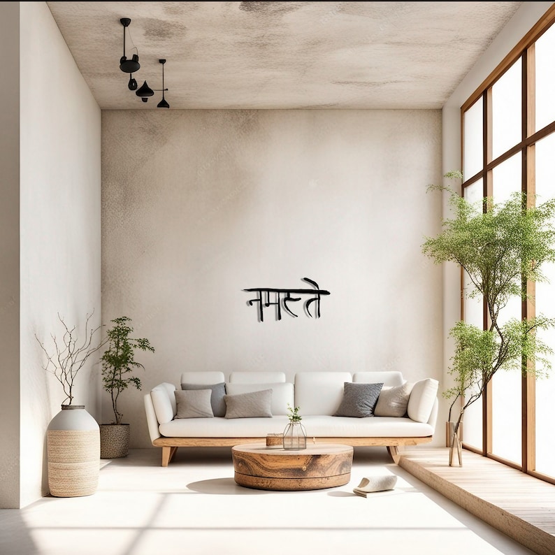 Sanskrit Namaste Metal Wall Sign, Namaste Metal Wall Art, Buddhist Wall ...
