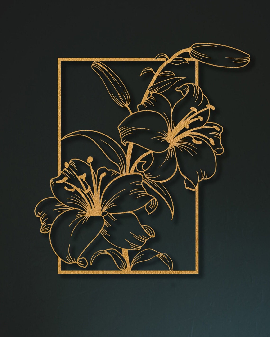 3 Set Gold Flower Large Metal Wall Art Gold Flower Wall Art - Etsy