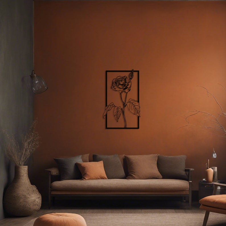 Metal Rose Wall Art, Boho Wall Decor, Unique Wall Art, Living Room Wall ...