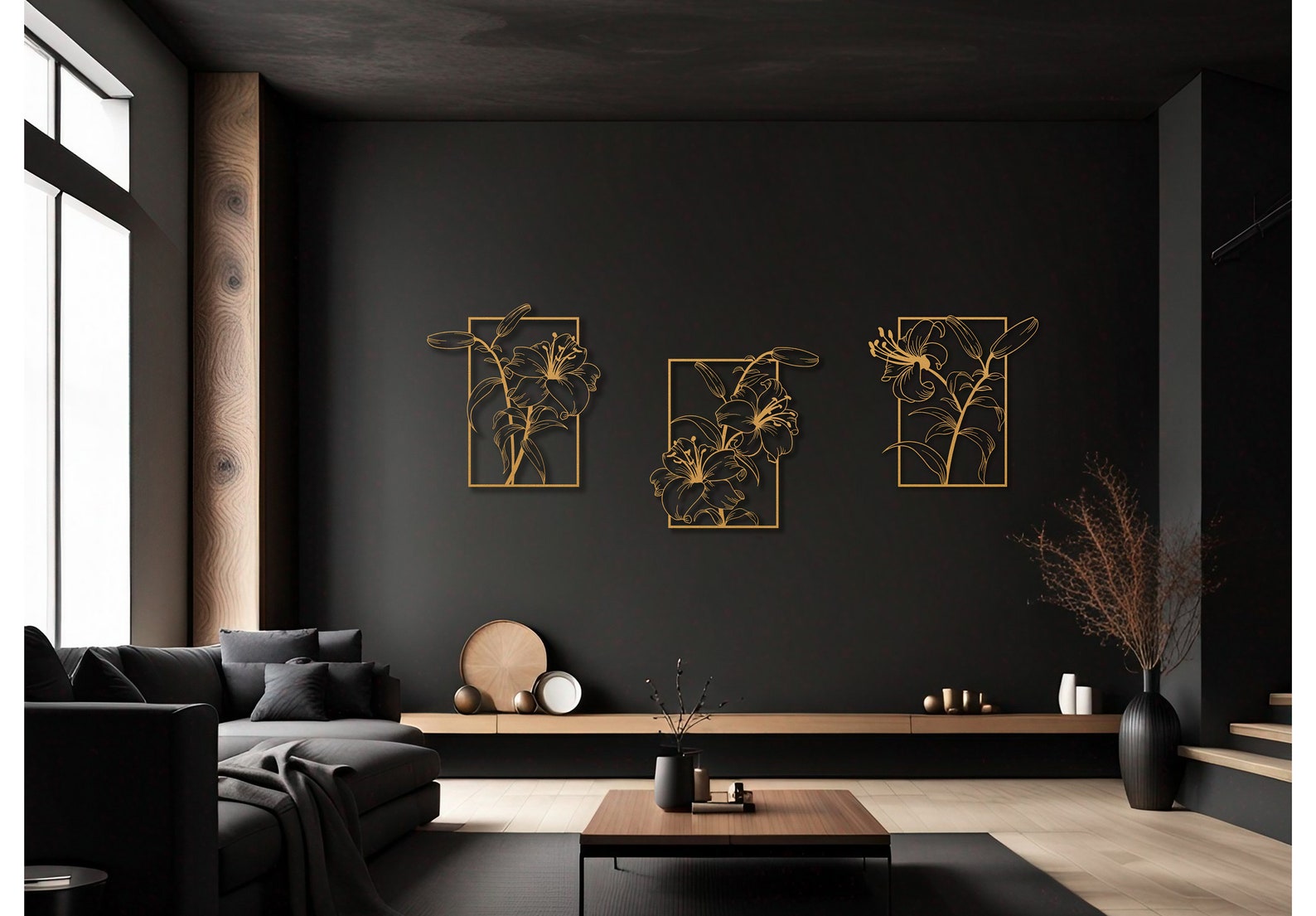 Gold Lily Metal Wall Art Large Gold Flower Wall Hanging - Etsy