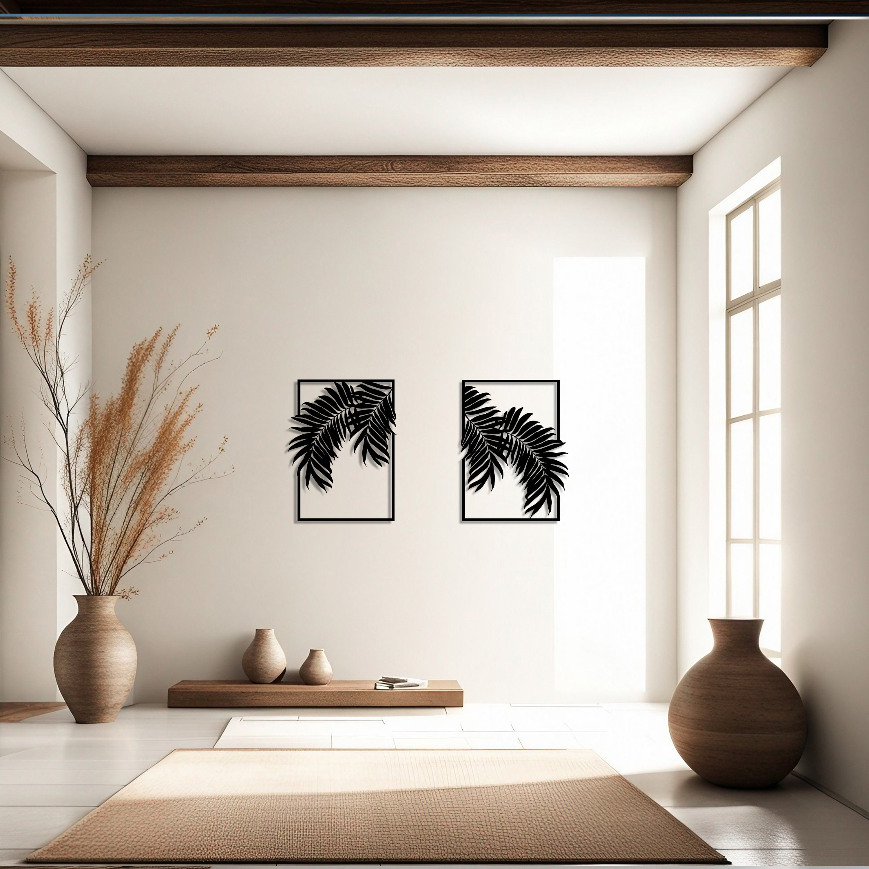 Palm Leaf Metal Wall Art, Botanical Nature Wall Decor, Modern Wall Art ...