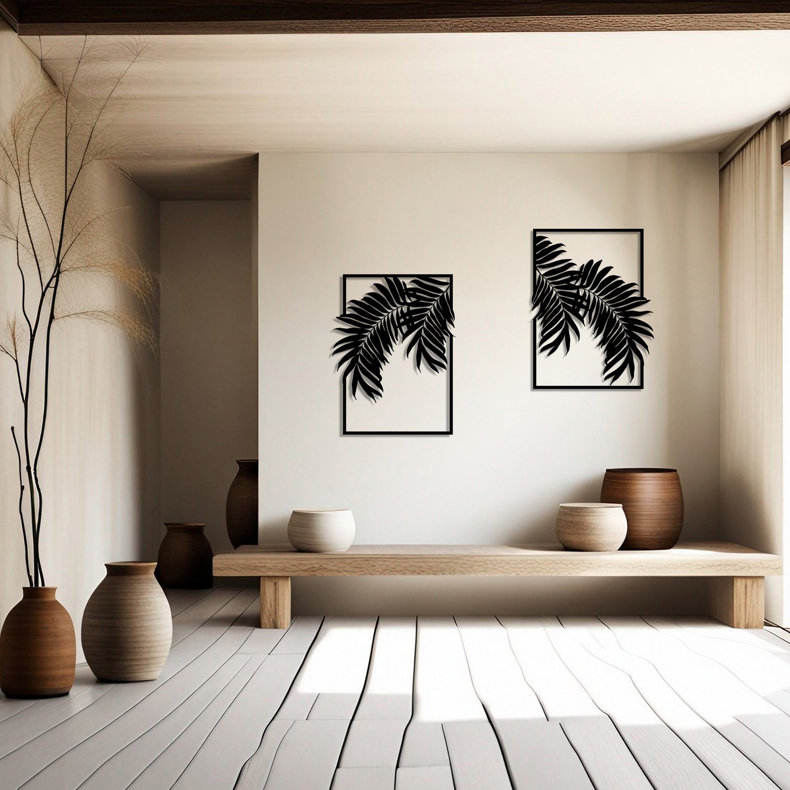 Palm Leaf Metal Wall Art, Botanical Nature Wall Decor, Modern Wall Art ...