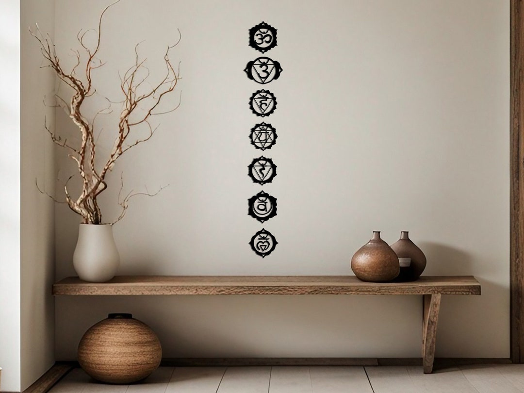 7 Chakras Metal Wall Decor, Chakras Set Wall Hangings, Chakra Symbols ...