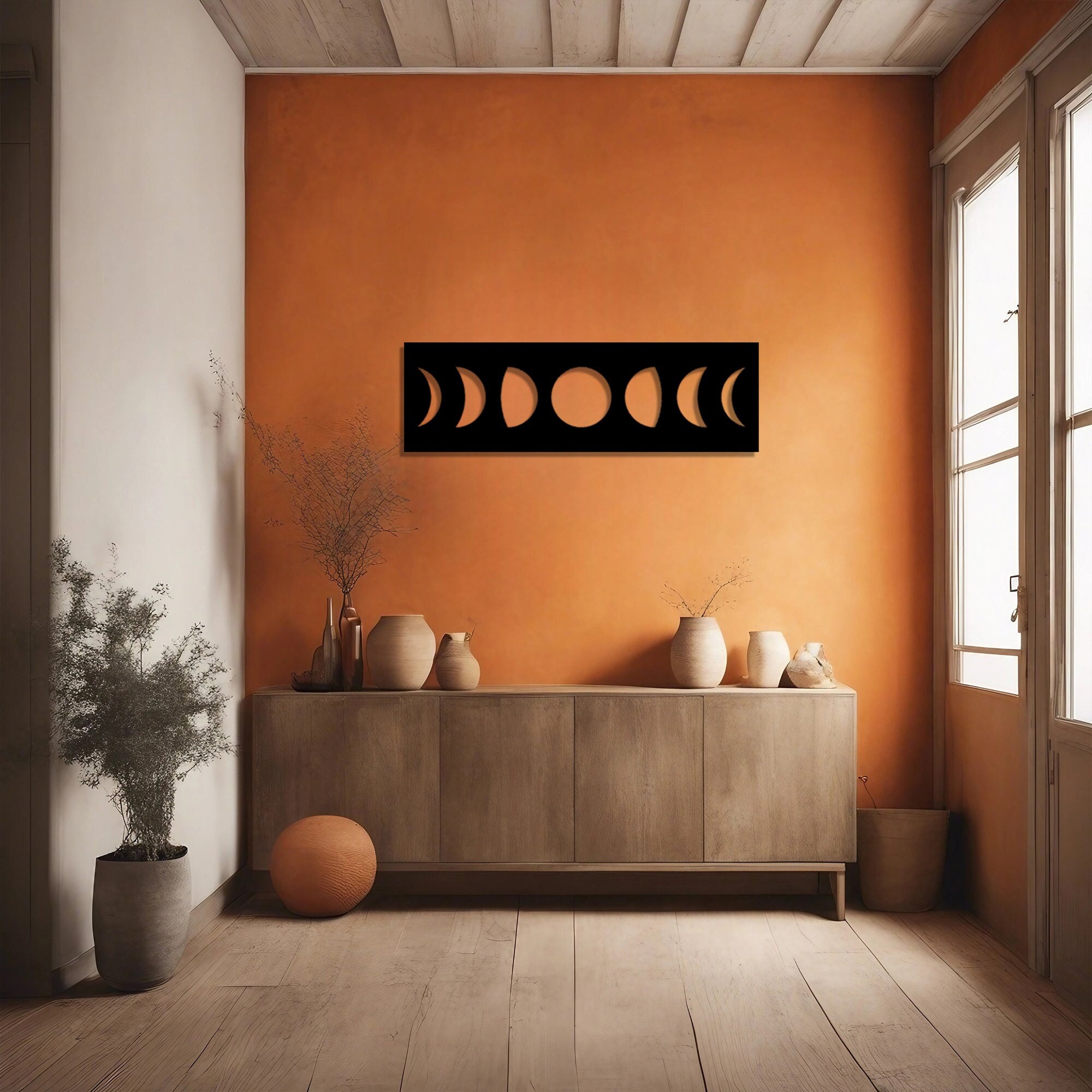 Moon Phase Metal Wall Art Moon Phase Wall Decor Above Bed - Etsy