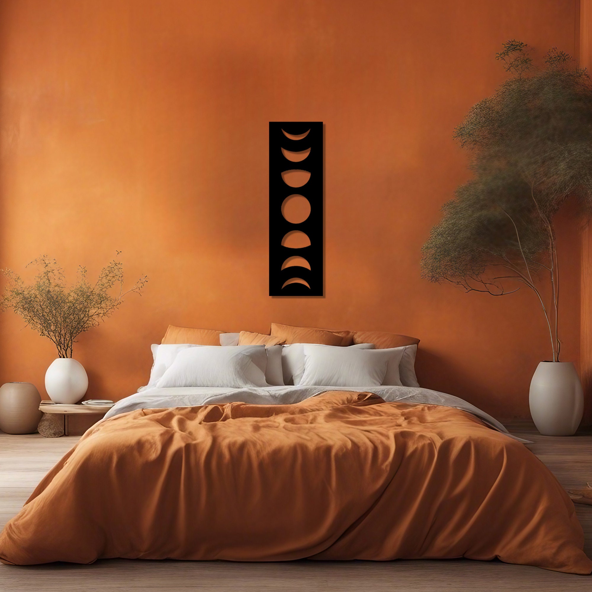 Moon Phase Metal Wall Art Moon Phase Wall Decor Above Bed - Etsy