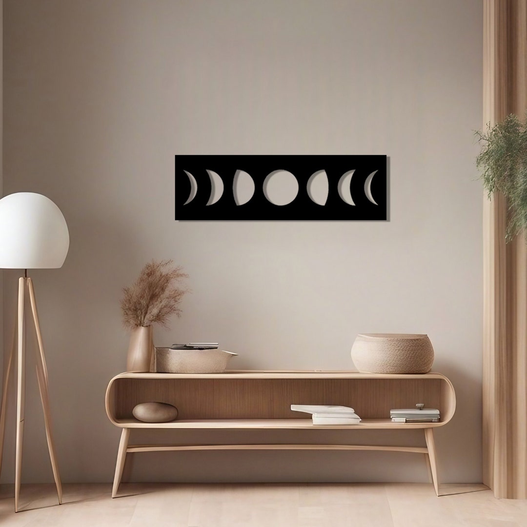 Moon Phase Metal Wall Art, Moon Phase Wall Decor, Above Bed Decor, Boho ...