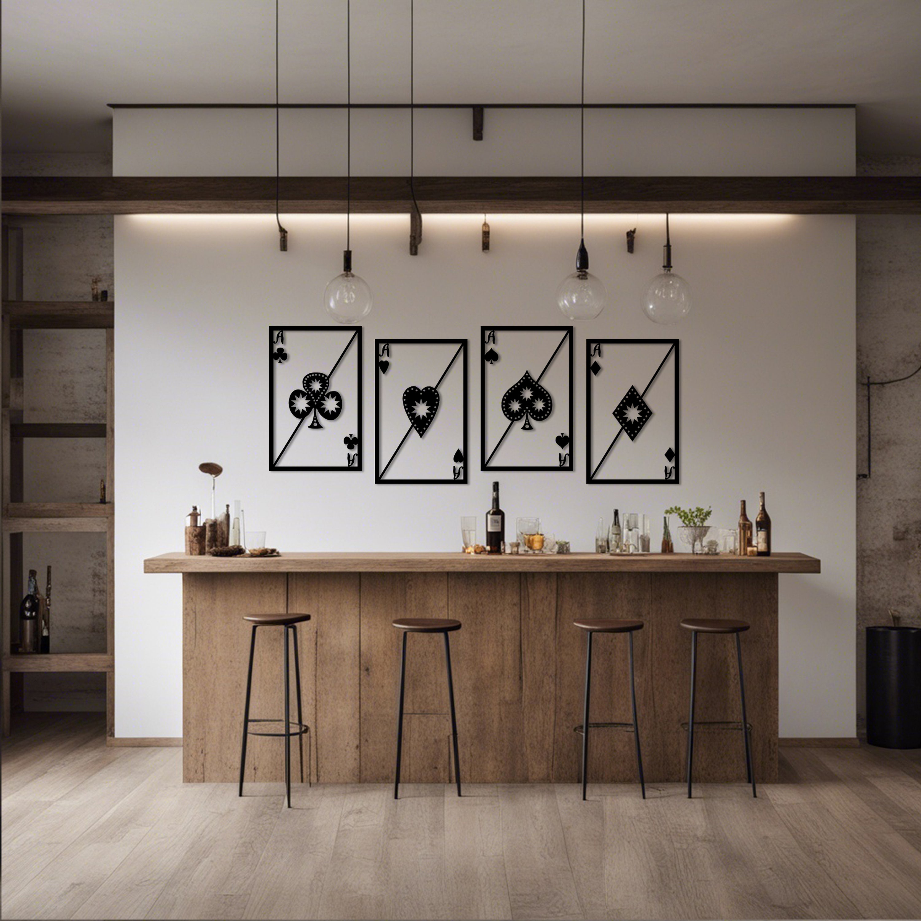 Full Aces Metal Wall Decor Set of 4 Metal Wall Art Metal - Etsy