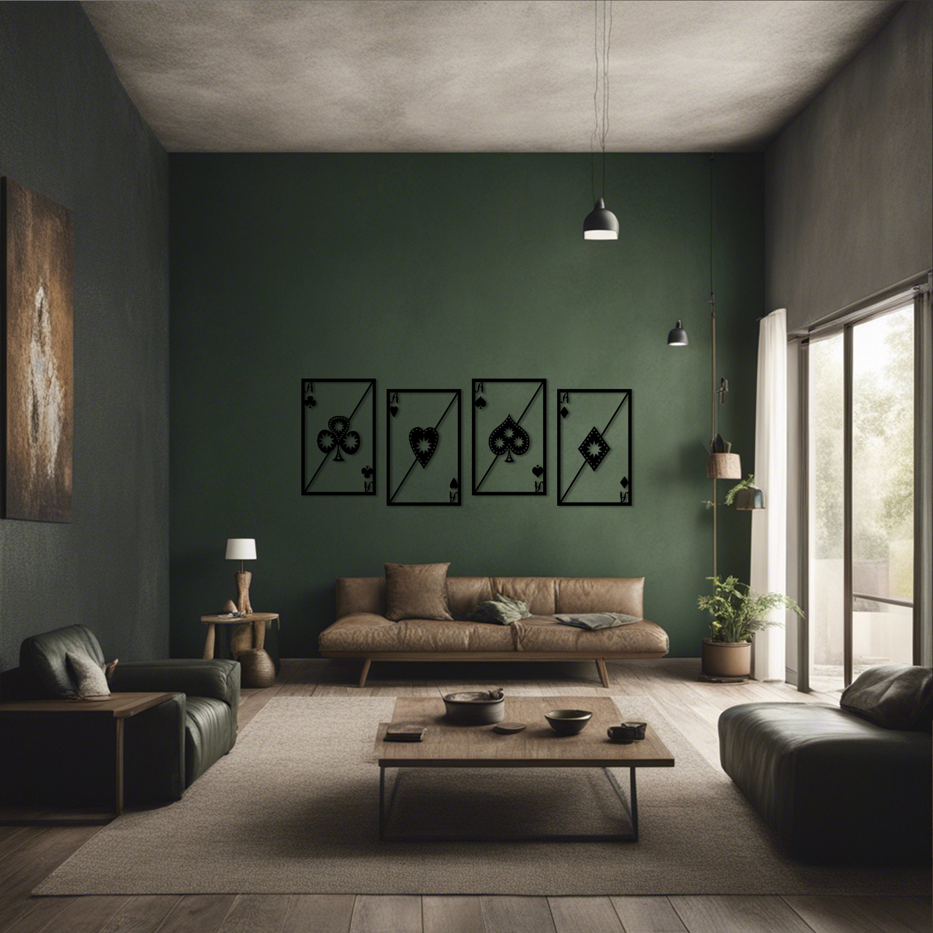 Full Aces Metal Wall Decor Set of 4 Metal Wall Art Metal - Etsy