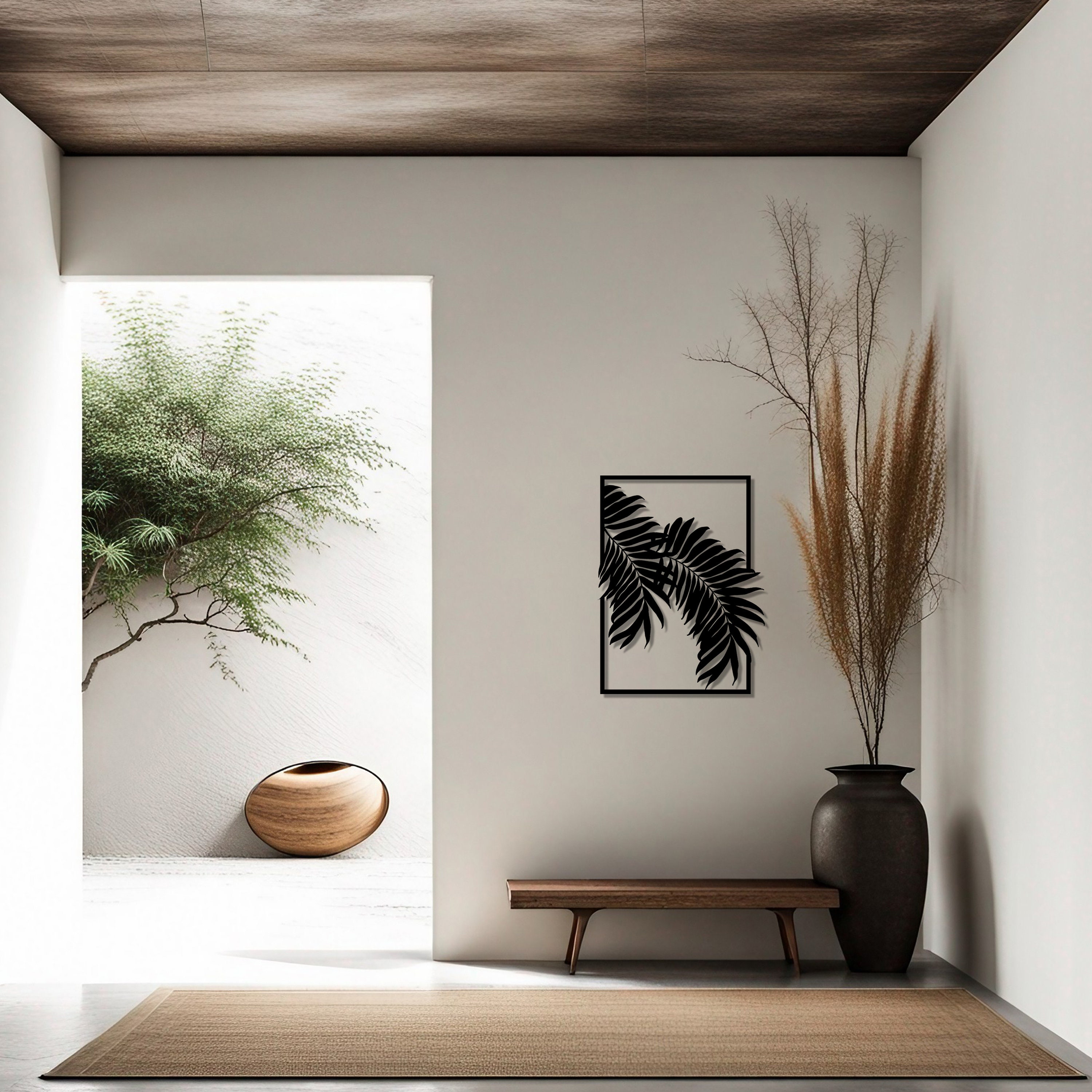 Palm Leaf Metal Wall Art, Botanical Nature Wall Decor, Modern Wall Art ...