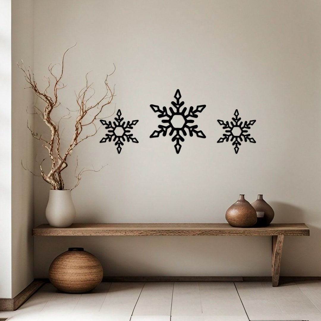 Snowflake Metal Wall Art, Set of 3 Snowflakes Wall Art, Holiday Decor ...