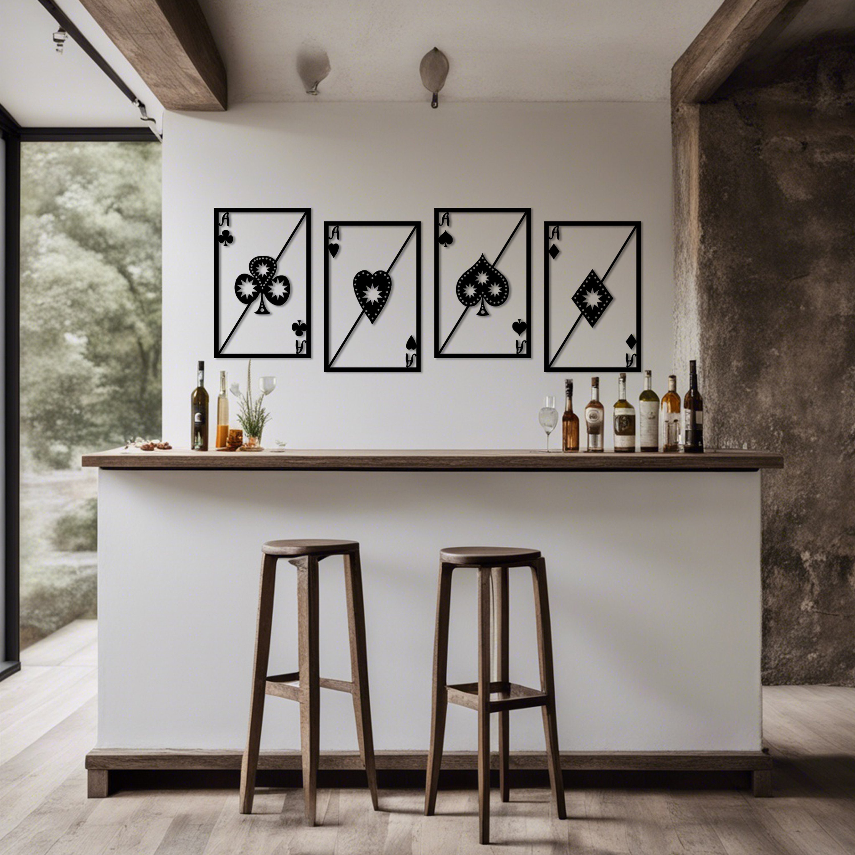 Full Aces Metal Wall Decor Set of 4 Metal Wall Art Metal - Etsy