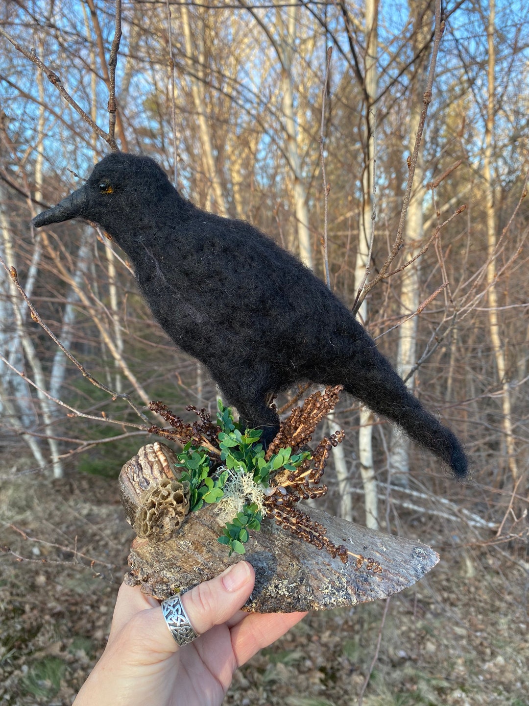 Black Crow Needle Felted Realistic Size made in Nova Scotia, Canada - Etsy