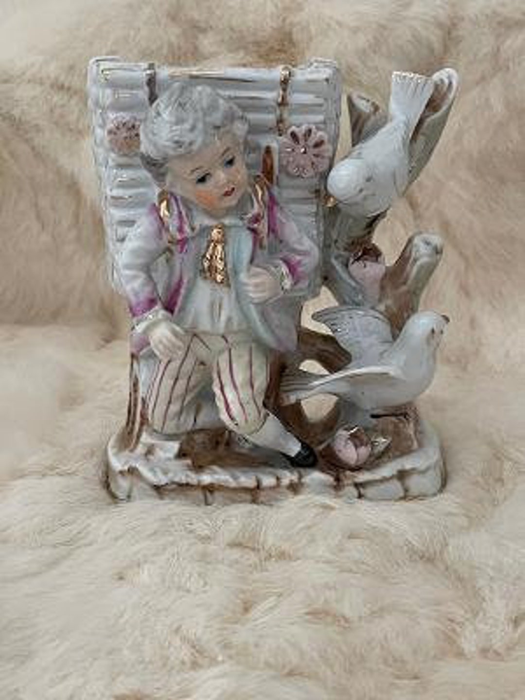 Vintage Wales Made in Japan Colonial Boy With Birds Vase - Etsy