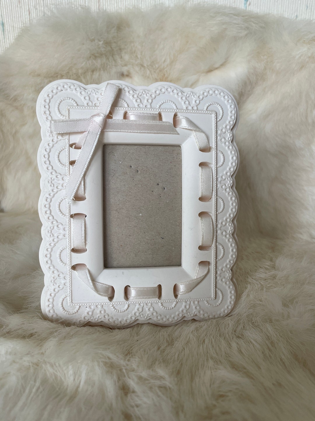White Resin Small Picture Frame. Ribbon Entwined - Etsy